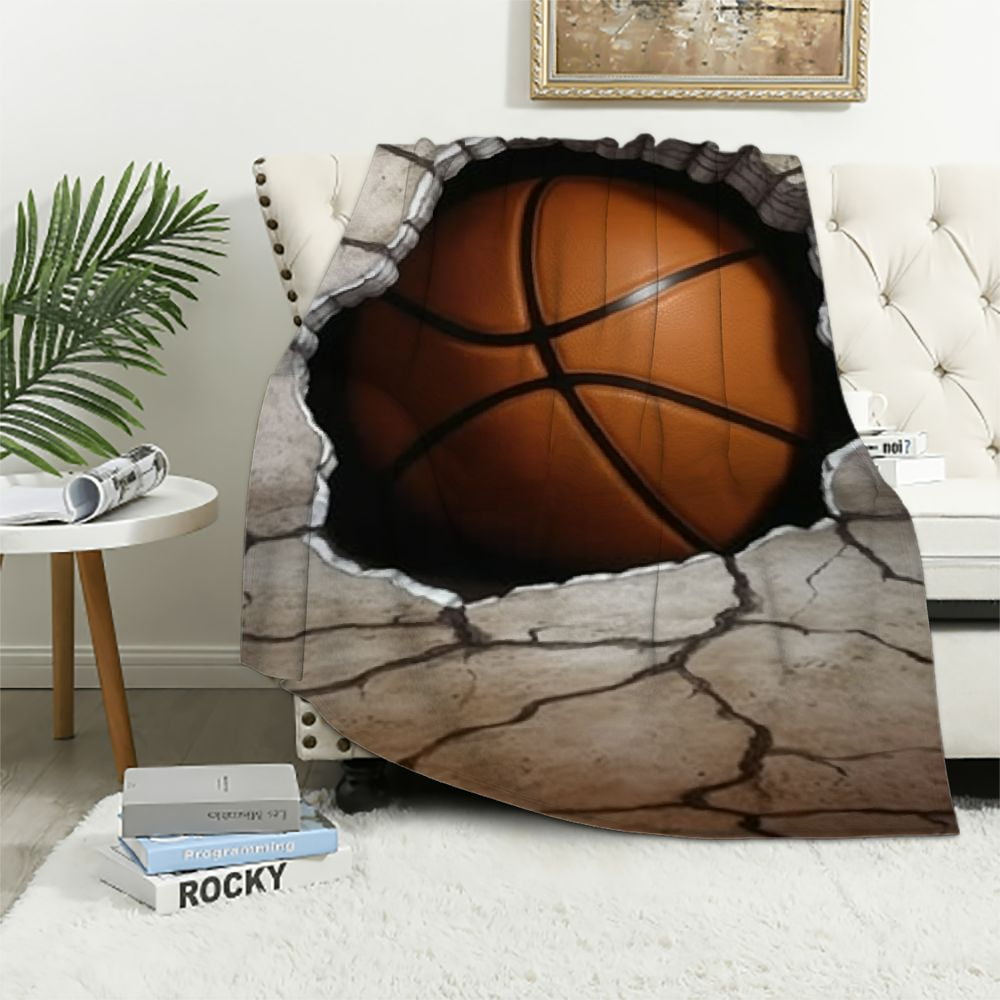 JEUXUS Boys Basketball Sherpa Blanket for Sofa Couch Men Sports Theme ...