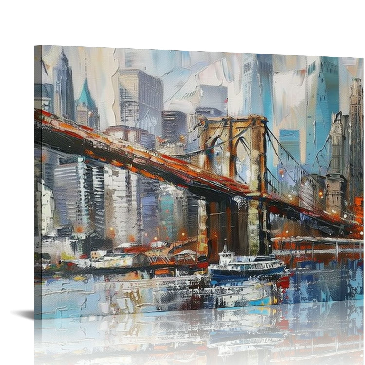 RUIYC Brooklyn Bridge Wall Art New York Abstract Canvas Cityscape ...