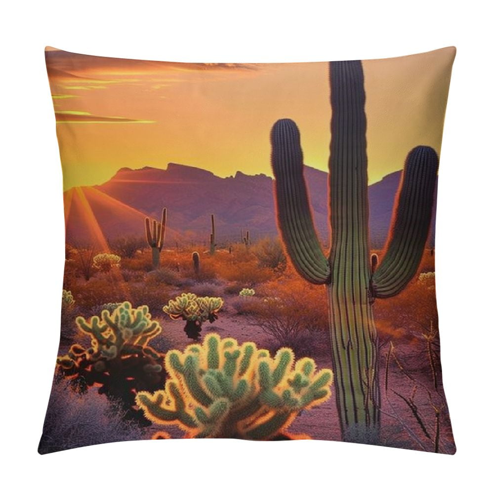 JEUXUS Cactus Desert Sunsets Four Seasons Universal Pillow Cover ...