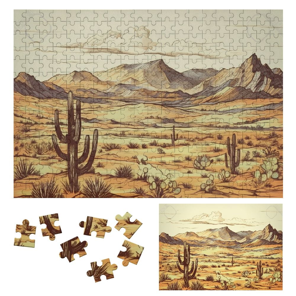 JEUXUS Cactus Mountains Desert Wooden Jigsaw Puzzle for Adults and Kids ...