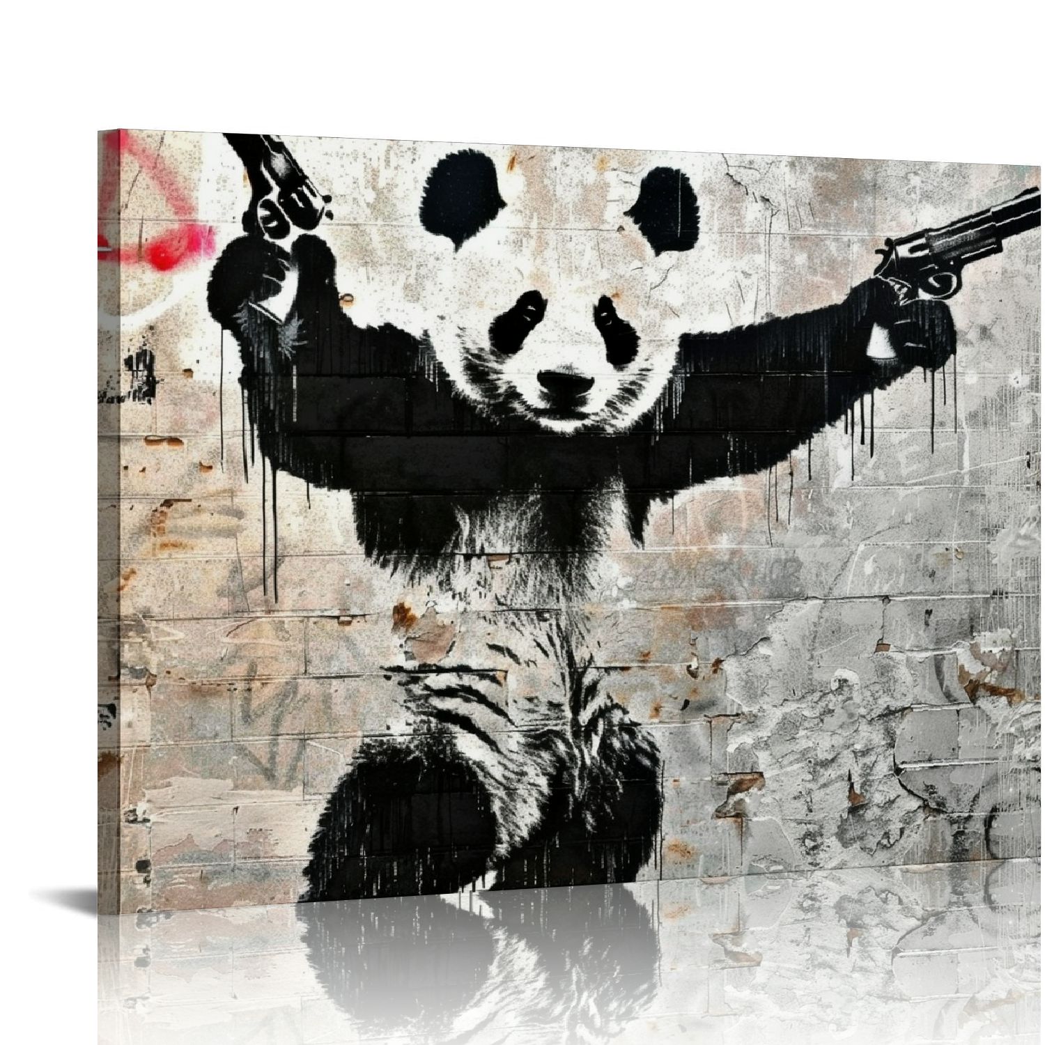 JEUXUS Canvas Print Wall Art Banksy Panda with on Wall Cities Animals ...