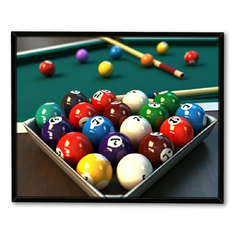 JEUXUS Canvas Wall Art Billiard Balls in Black and White Pool Table ...