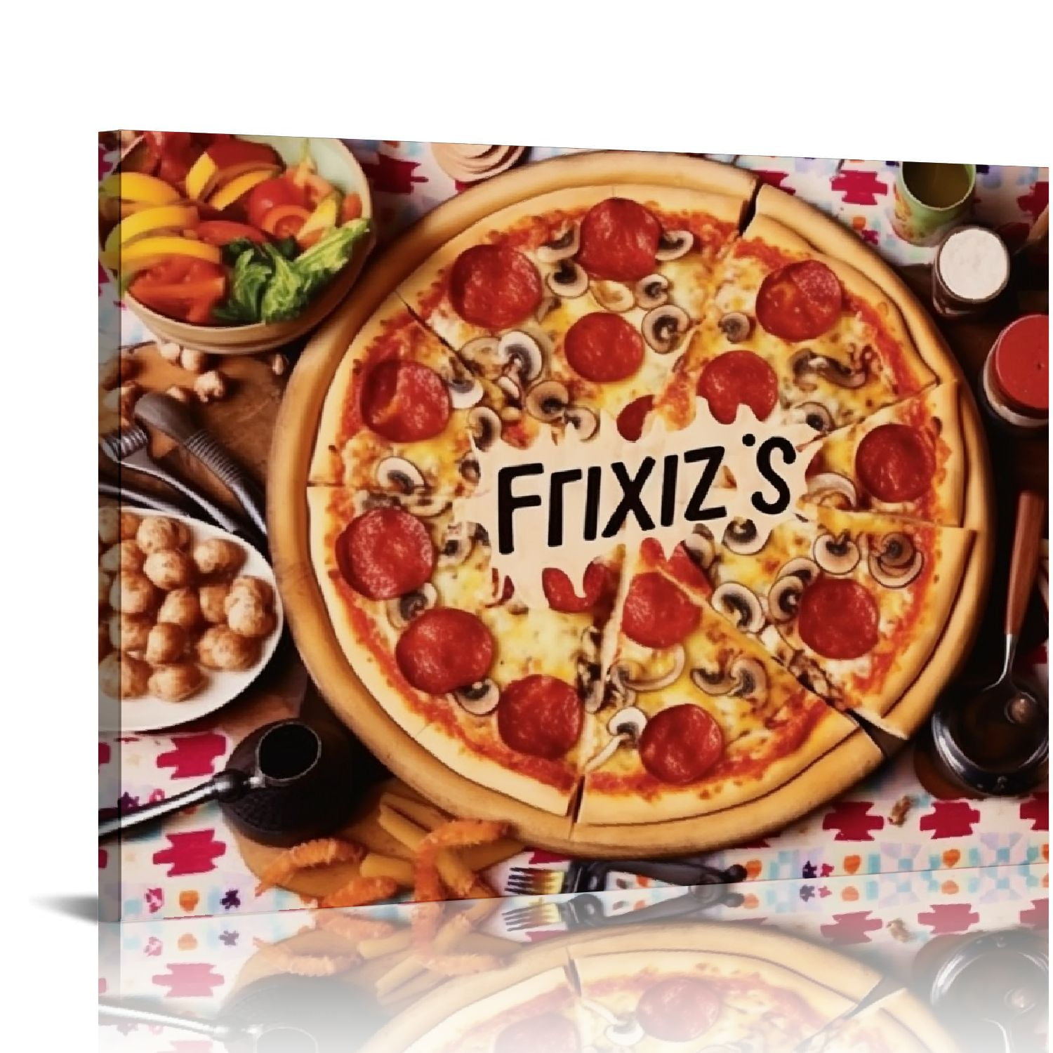 JEUXUS Canvas Wall Art Picture Prints Vegetable Pizza Food Oil Painting ...