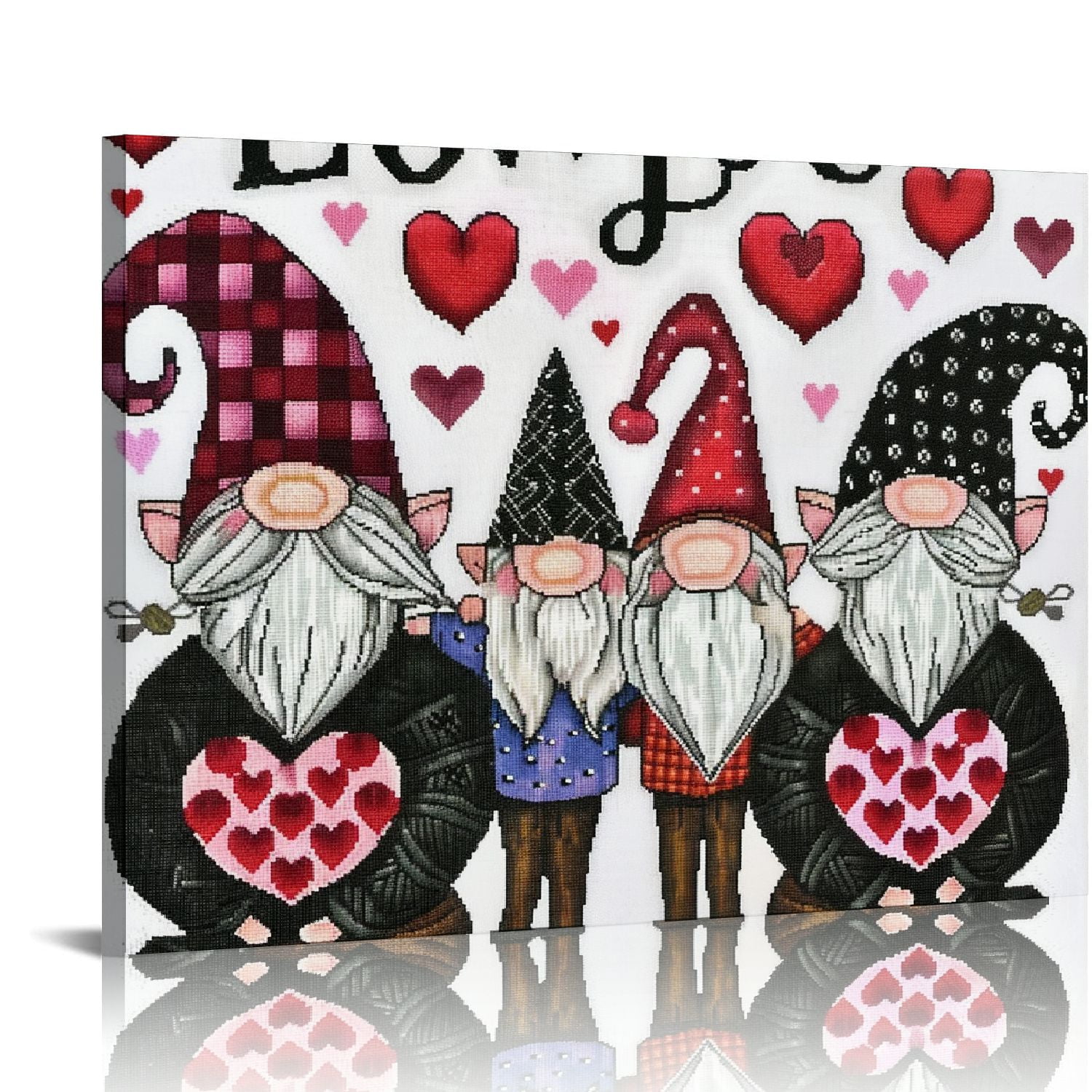 JEUXUS Canvas Wall Art Print Picture, Valentine's Day Love Gnomes ...