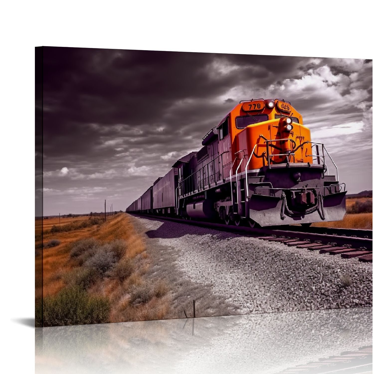 JEUXUS Canvas Wall Art Print Train Art Poster Steam Train Railroad ...