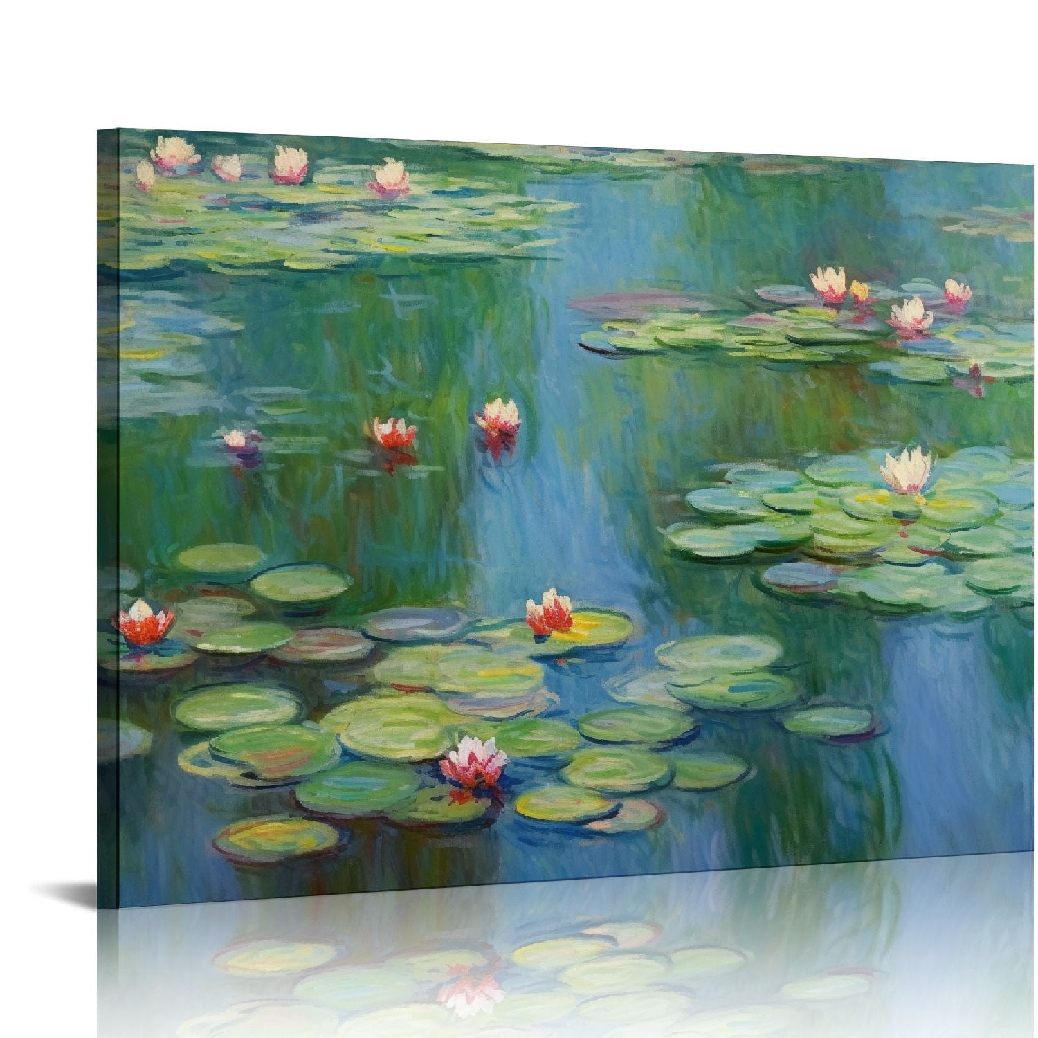 JEUXUS Canvas Wall Art Water Lilies by Claude Monet Panoramic Scenery ...