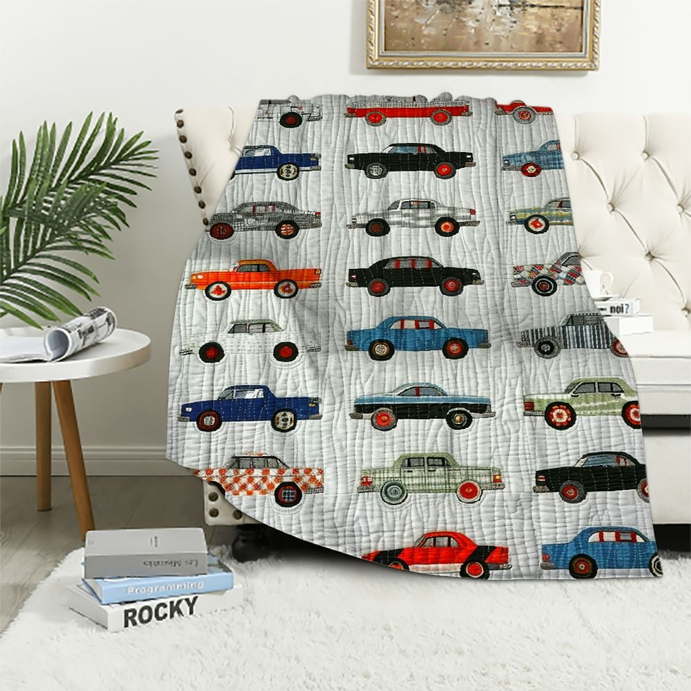 JEUXUS Cars Throw | Fuzzy Reversible Sherpa Blanket with Racing Print ...