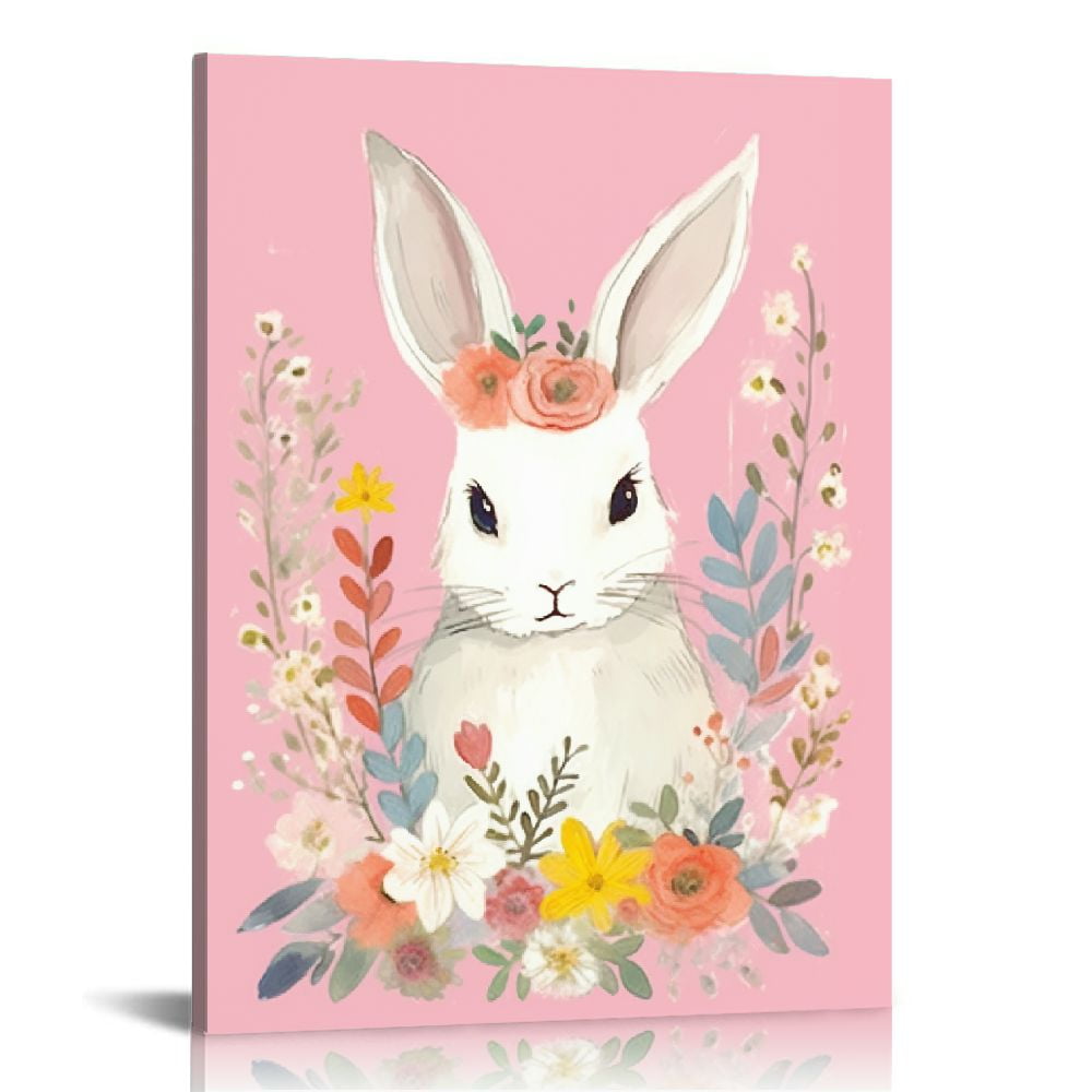 JEUXUS Cartoon Rabbit Wall Art Canvas Prints Nursery bedroom Decor Cute ...