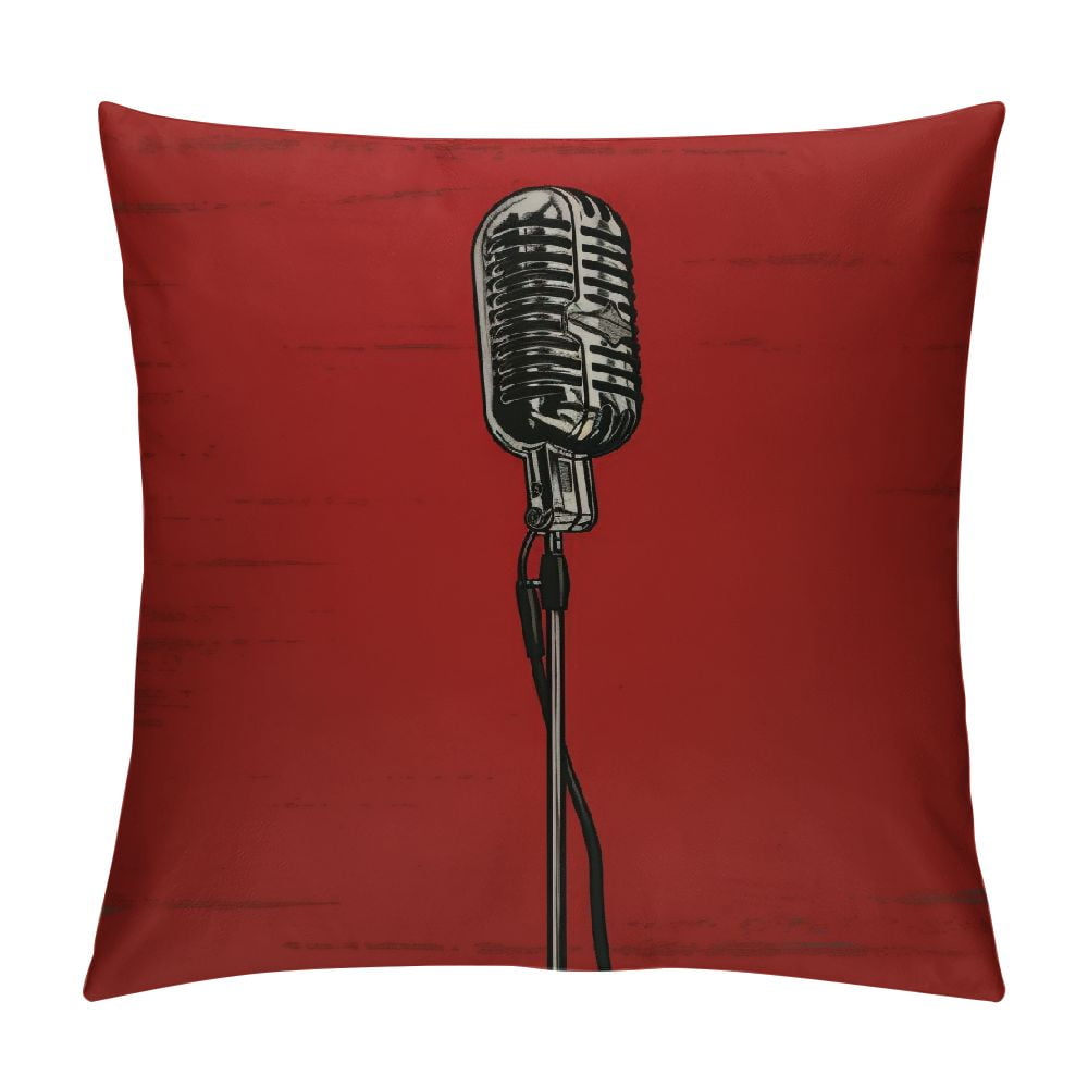 JEUXUS Cartoon Retro Microphone Throw Pillow Cover Music Concert Comic ...