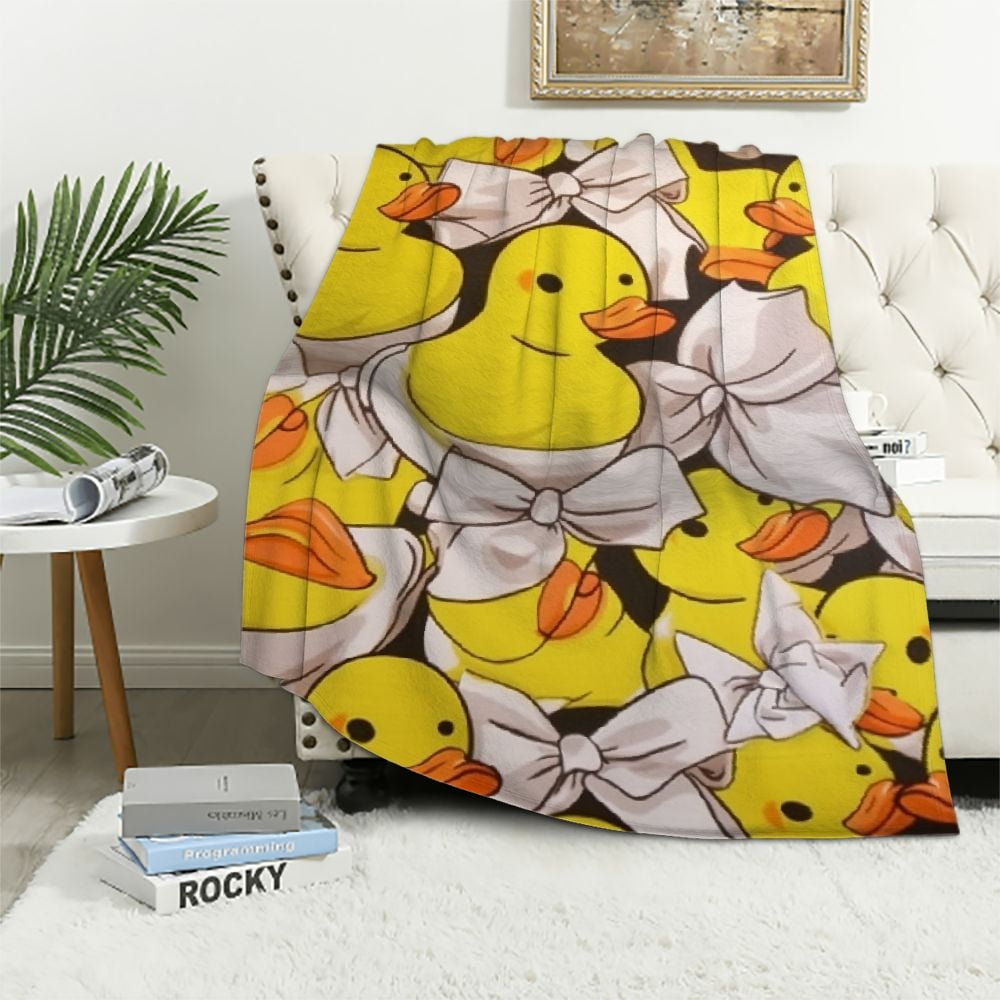 JEUXUS Cartoon Yellow Duck Cozy Soft Flannel Blanket Luxury Bed Throw ...