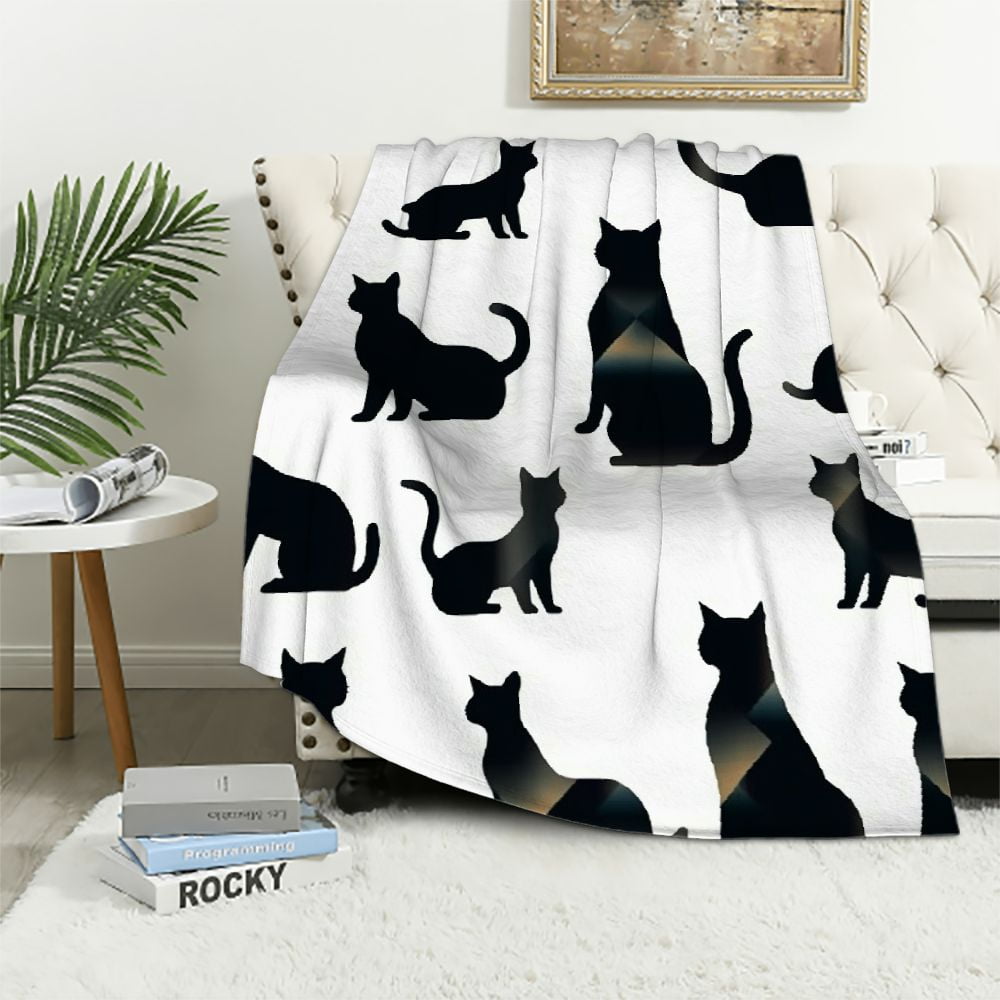 JEUXUS Cat Throw Blanket Girls Kids Cute Animals Pet Pattern Sherpa ...