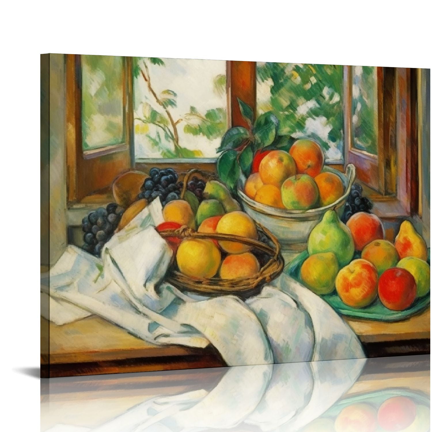 JEUXUS Cezanne Art Prints - Still Life with Napkin and Fruiton a Table ...