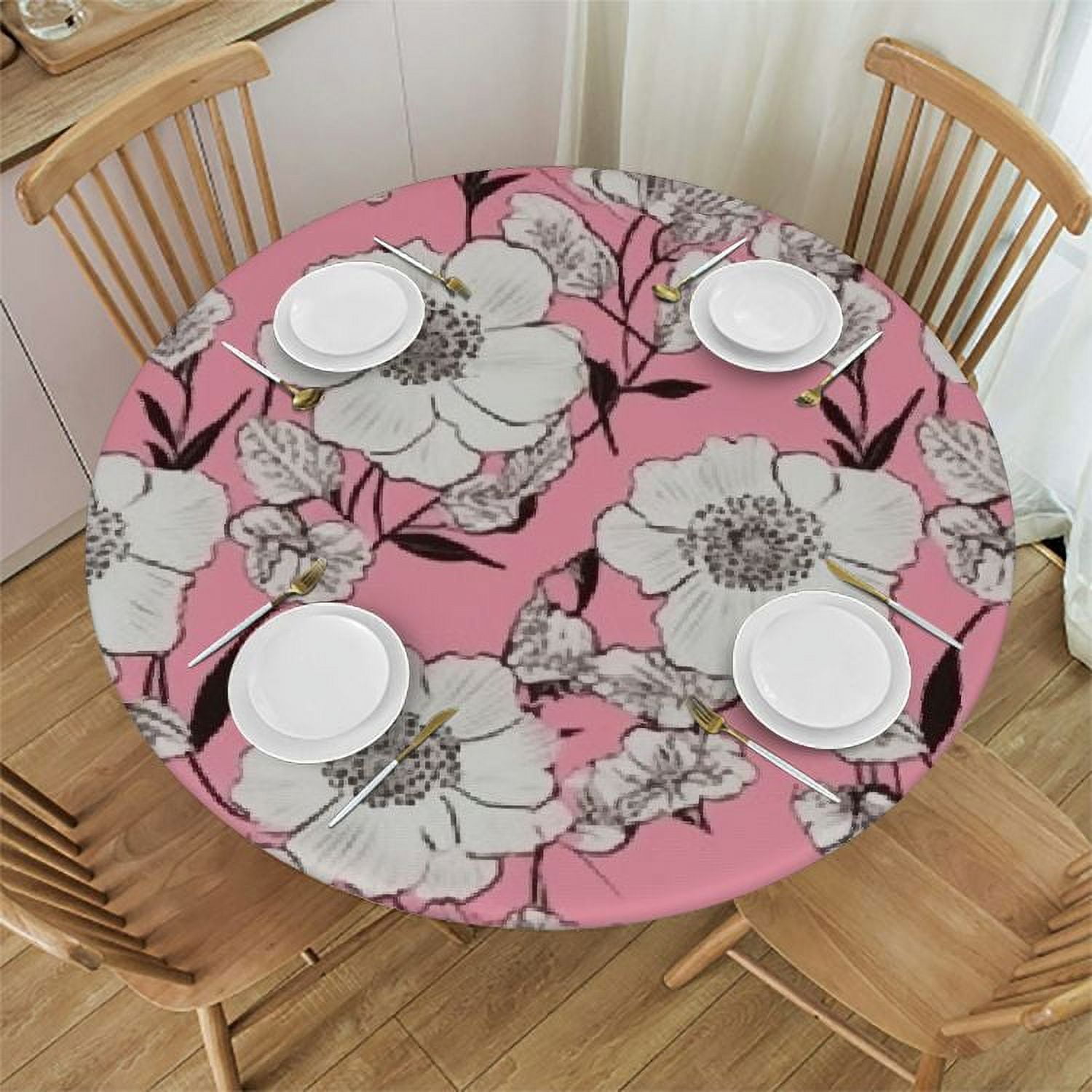 JEUXUS Cherry Blossom Round Tablecloth,Table Cover for Indoor Outdoor ...