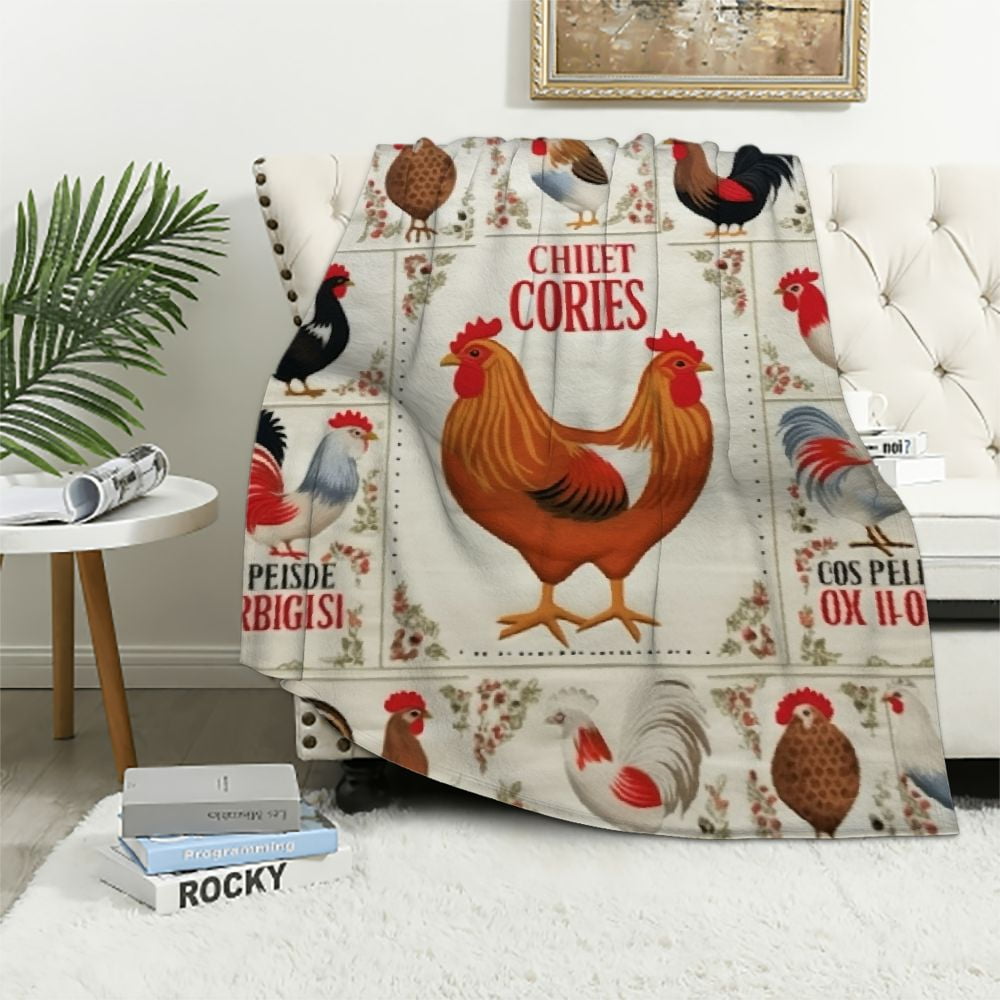 Jeuxus Chicken Blanket Soft Cozy Chicken Throw Blanket Super Fuzzy