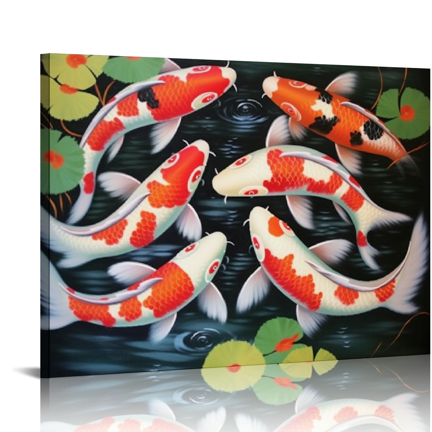 JEUXUS Chinese Abstract Nine Koi Fish Landscape Poster Canvas Art Print ...