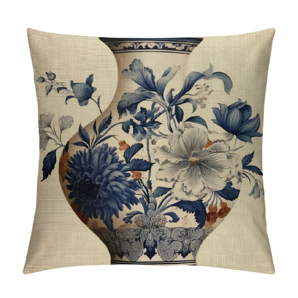 JEUXUS Chinese Style Pillow Cases Chinese Style Chinoiserie Blue and ...