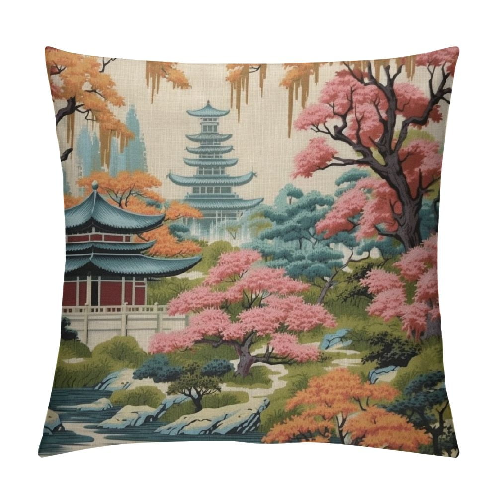 RUIYC Chinoiserie White Asian Decorative Pillow Covers Chinoiserie ...