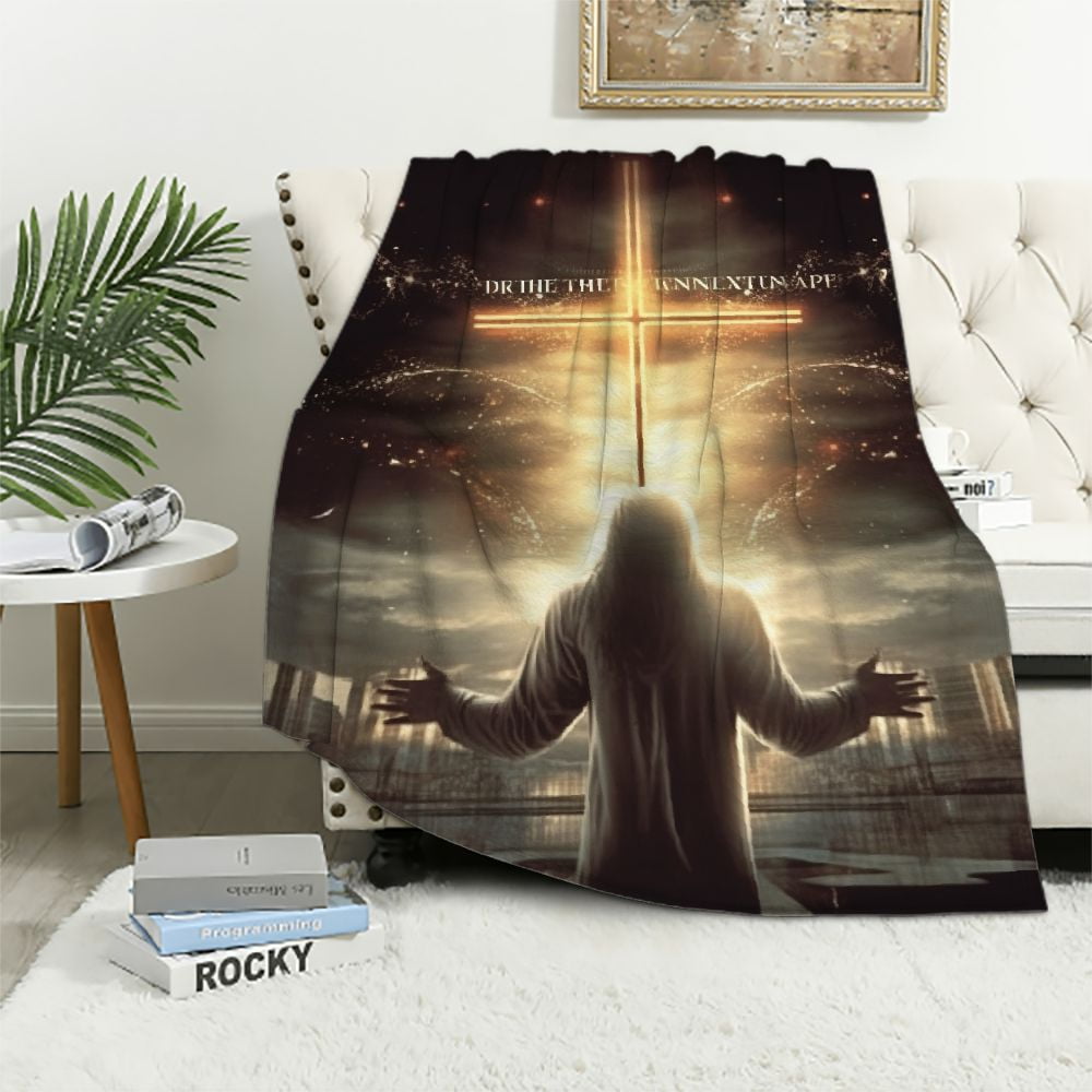 JEUXUS Christian Blanket Cross Hand of God Throw Blanket for Men Kids ...