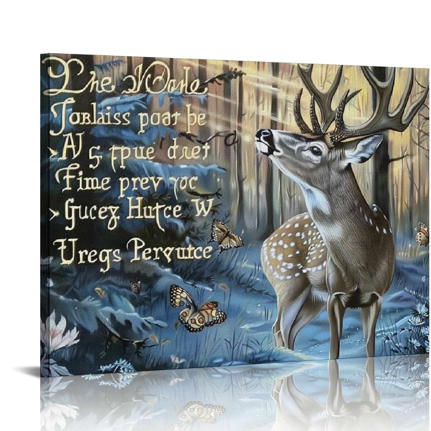 JEUXUS Christian Deer Decor Wall Art Deer Butterfly Pictures I Can Only ...