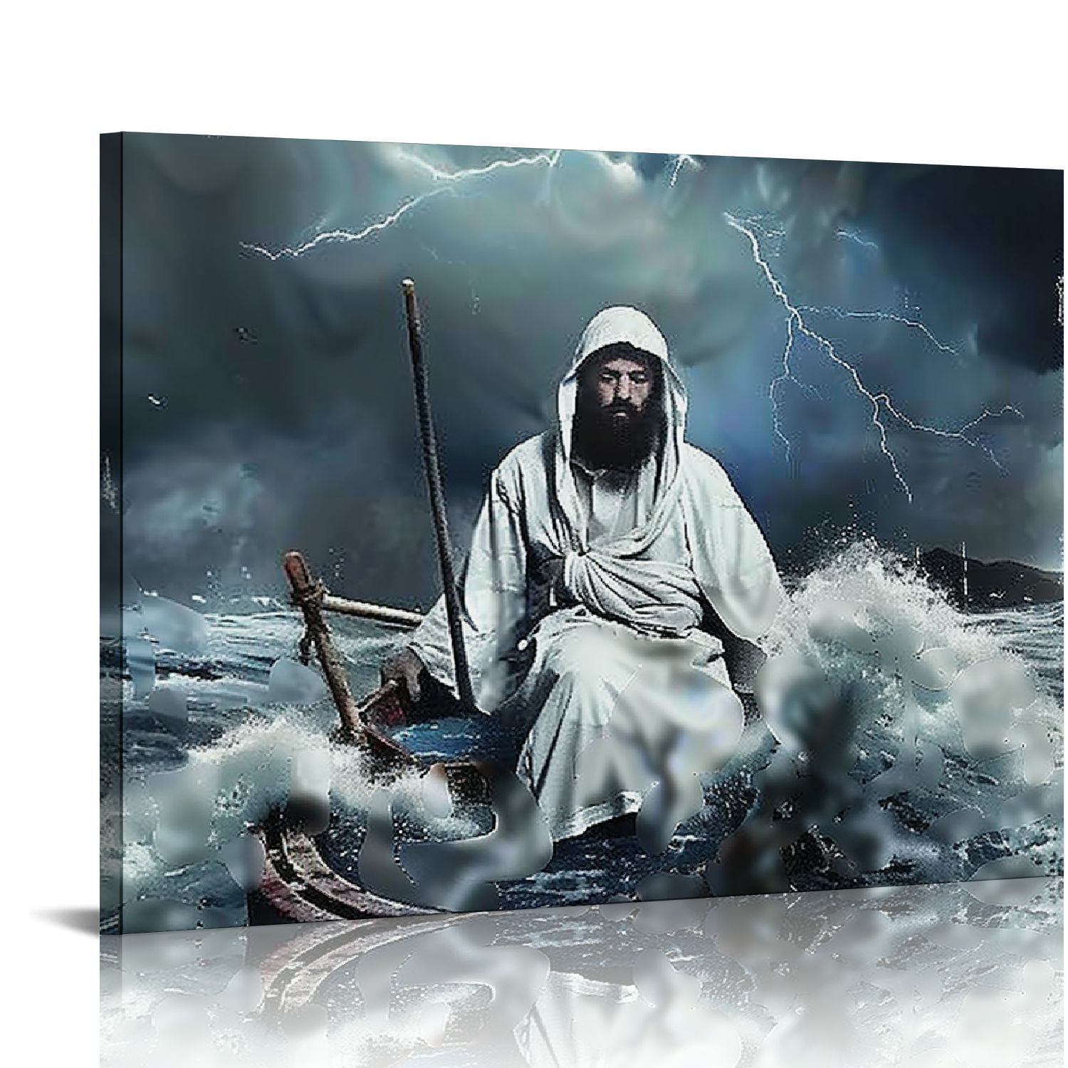 JEUXUS Christian Jesus Cross Canvas Wall Art Religious Faith Poster Large Wooden Wall Décor ...