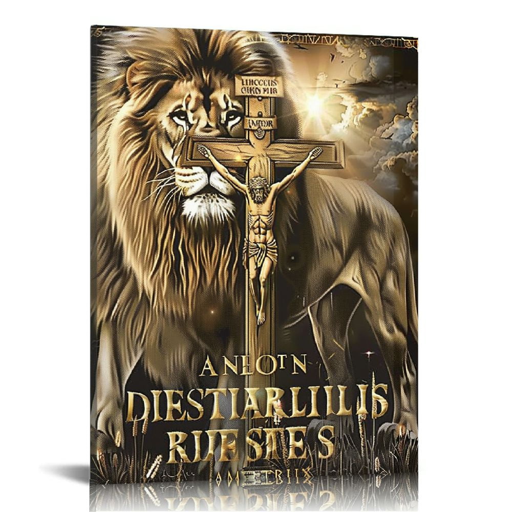 JEUXUS Christian Wall Art God Knight Cross Scripture Pictures Wall ...