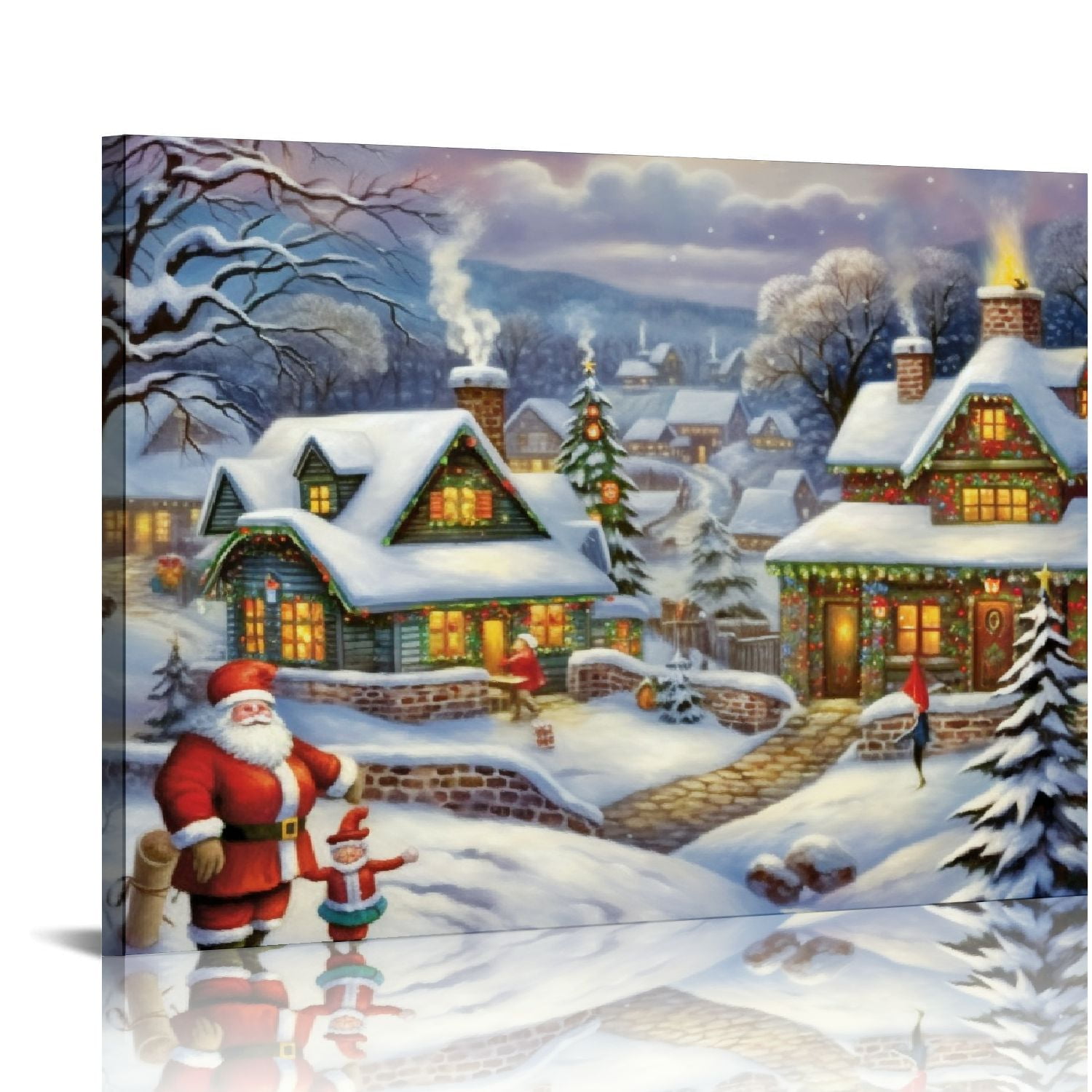 JEUXUS Christmas Canvas Wall Art - Christmas Winter Wall Art, Vintage Santa Claus Christmas ...