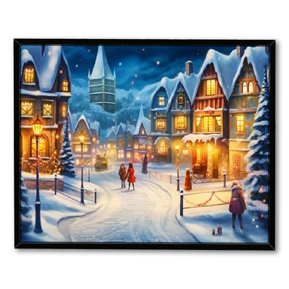 JEUXUS Christmas Canvas Wall Art for Home Decor - Fir Christmas Tree Winter Scene White ...
