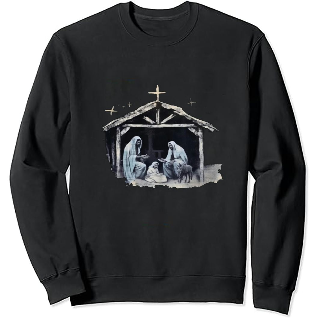 JEUXUS Christmas Nativity Shirt True Story Nativity Scene Pullover ...