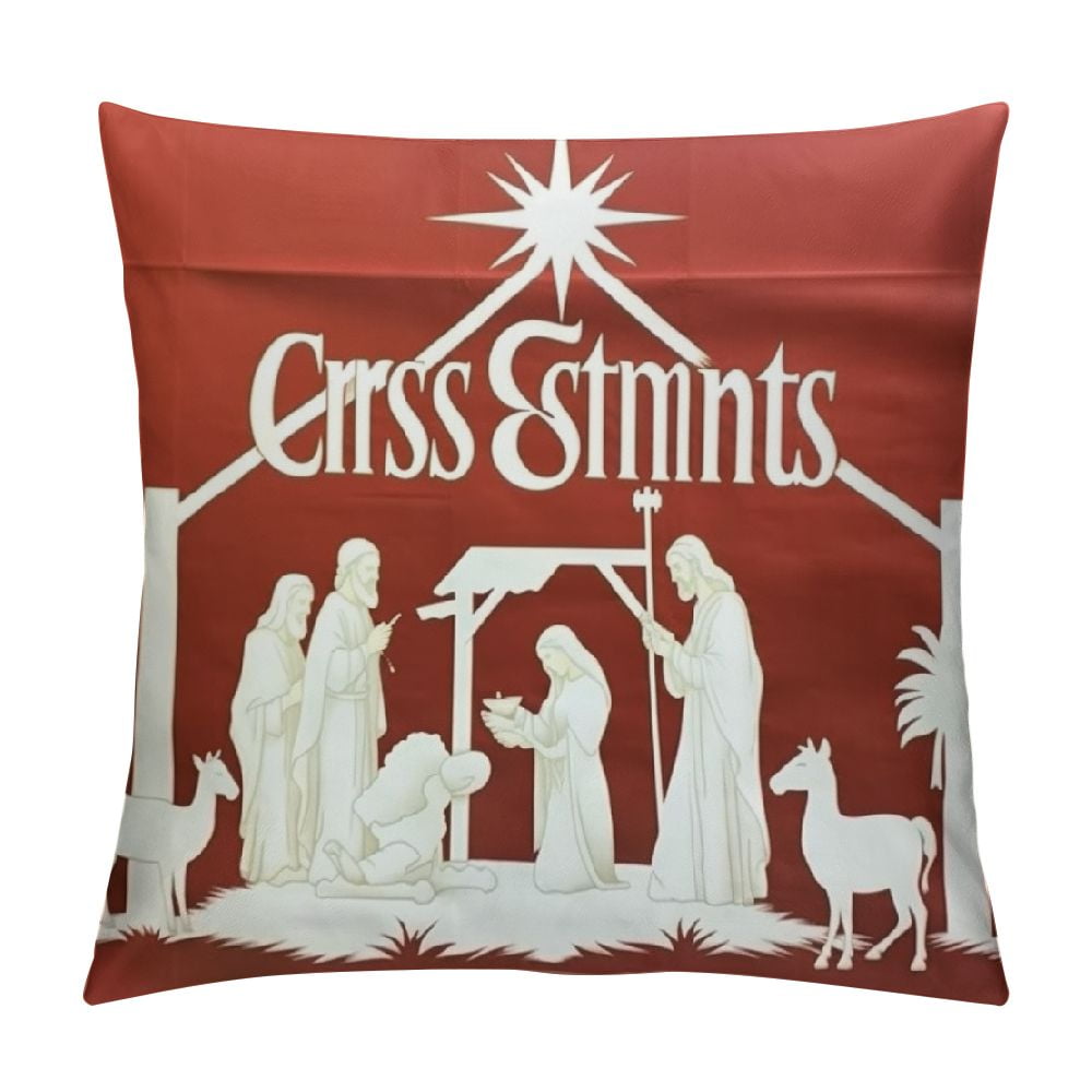 RUIYC Christmas Pillow Covers Jesus Nativity Throw Pillow Cover ...