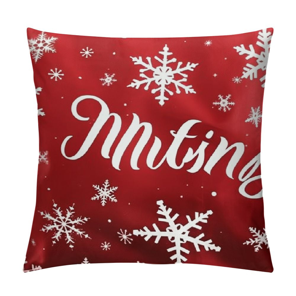 JEUXUS Christmas Pillow Covers Red Throw Pillow Covers for Xmas ...