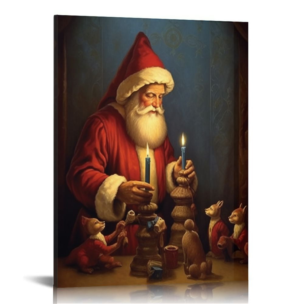 JEUXUS Christmas Santa Claus Paintings Print on Canvas Posrer HD Abstract Canvas Painting Office ...