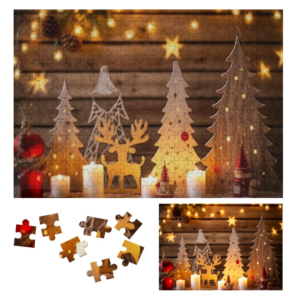 JEUXUS Christmas Tree Wooden Jigsaw Puzzle Challenging Difficult Wood ...