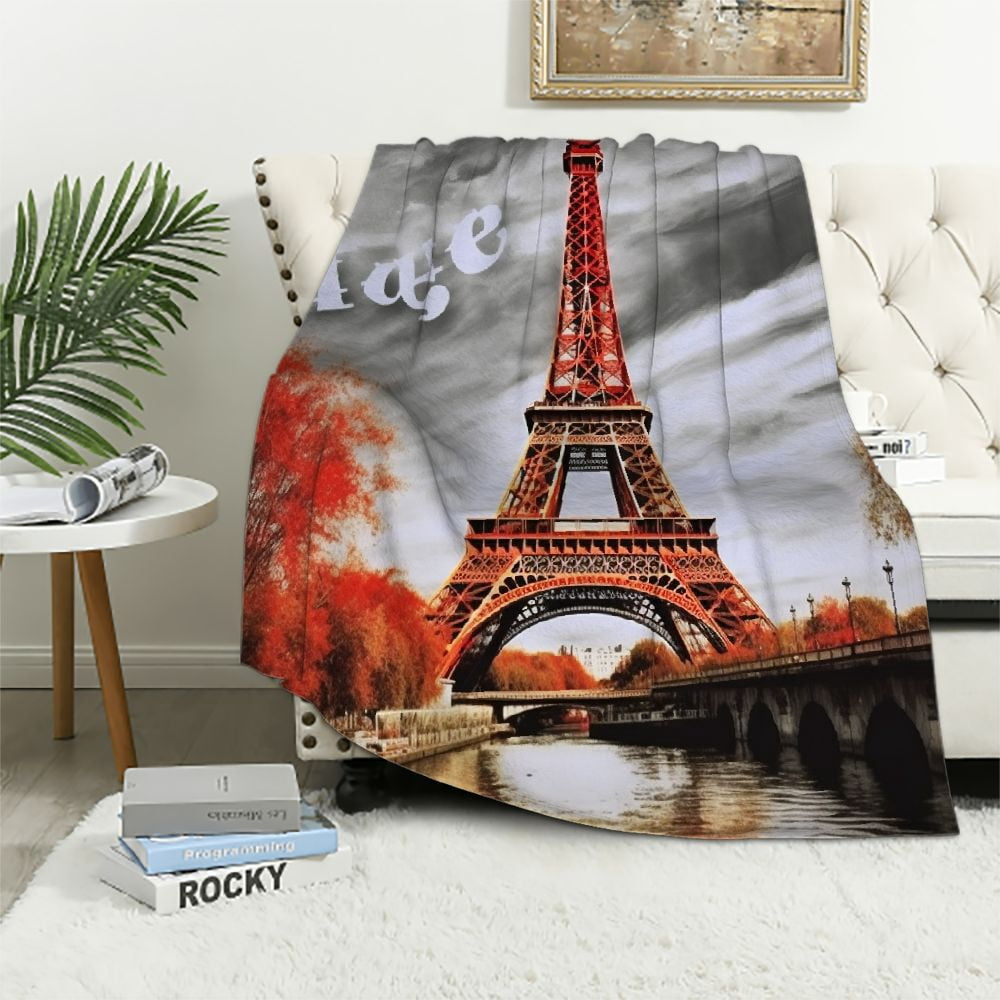 JEUXUS City Landmark Paris Eiffel Tower Name Soft Bed Blankets Throws ...