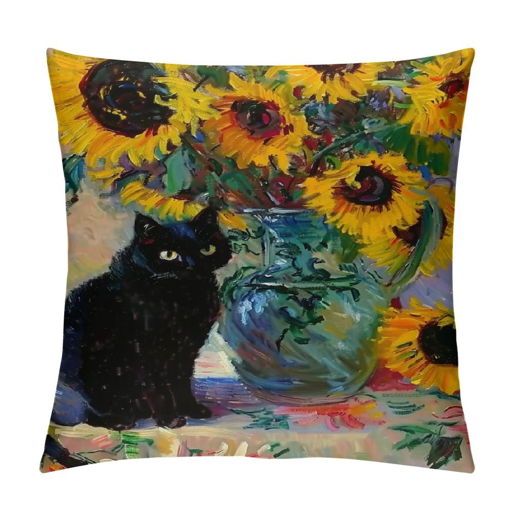 JEUXUS Claude Monet - Cat Monet Art - Monet Sunflowers Cat Plush ...