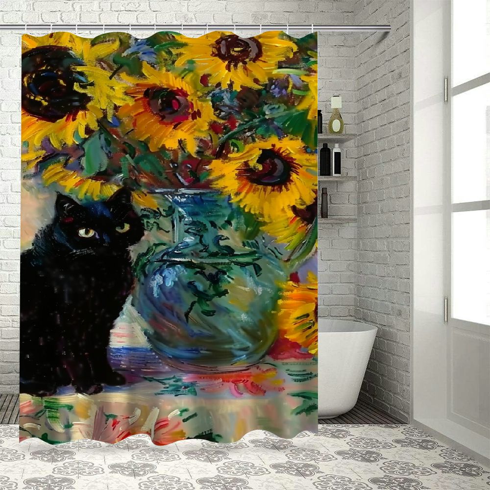 JEUXUS Claude Monet - Cat Monet Art - Monet Sunflowers Cat Shower ...