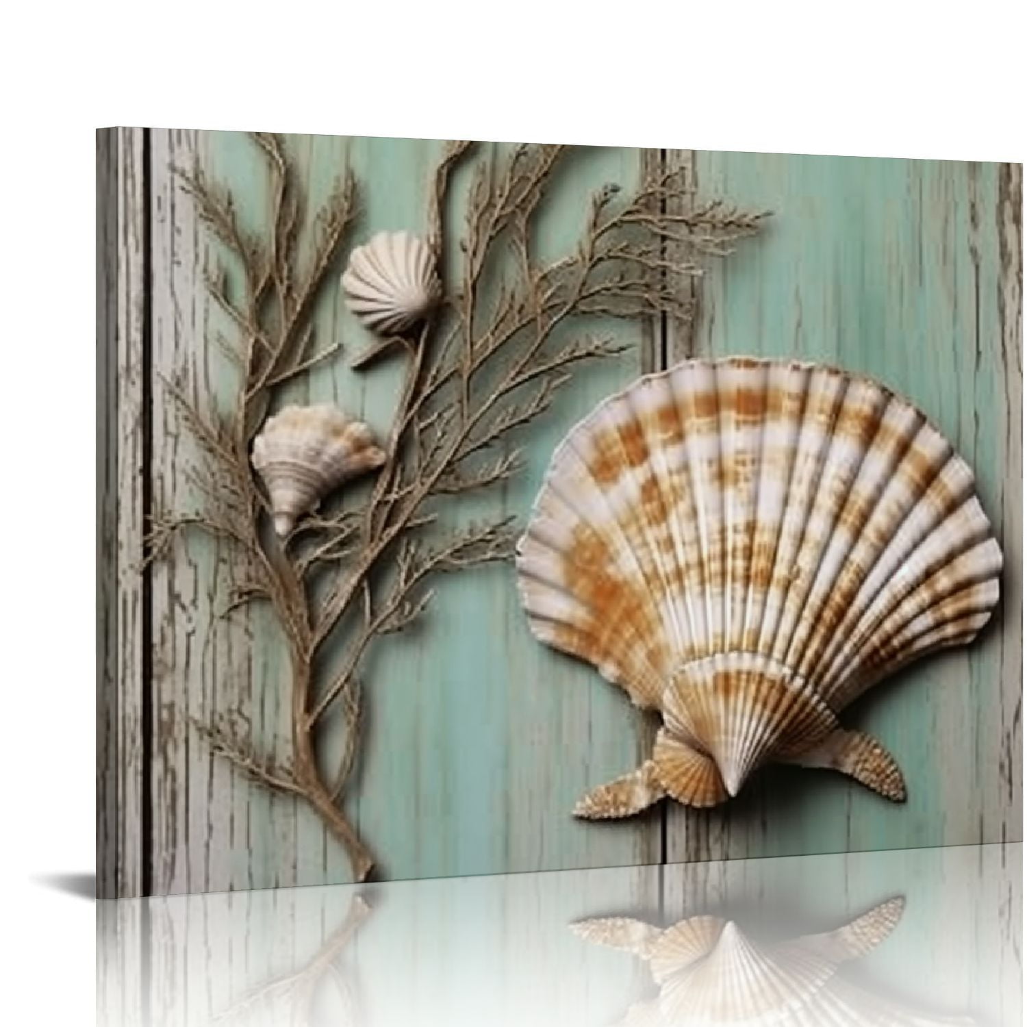 JEUXUS Coastal Wall Decor Beach Seashell Wall Art for Bathroom Ocean ...
