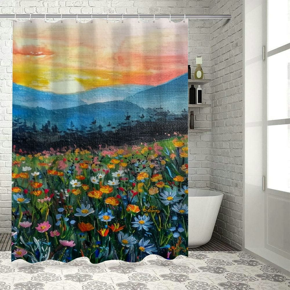 JEUXUS Colorful Floral Watercolor Floral Pink and Blue Flower Painting ...