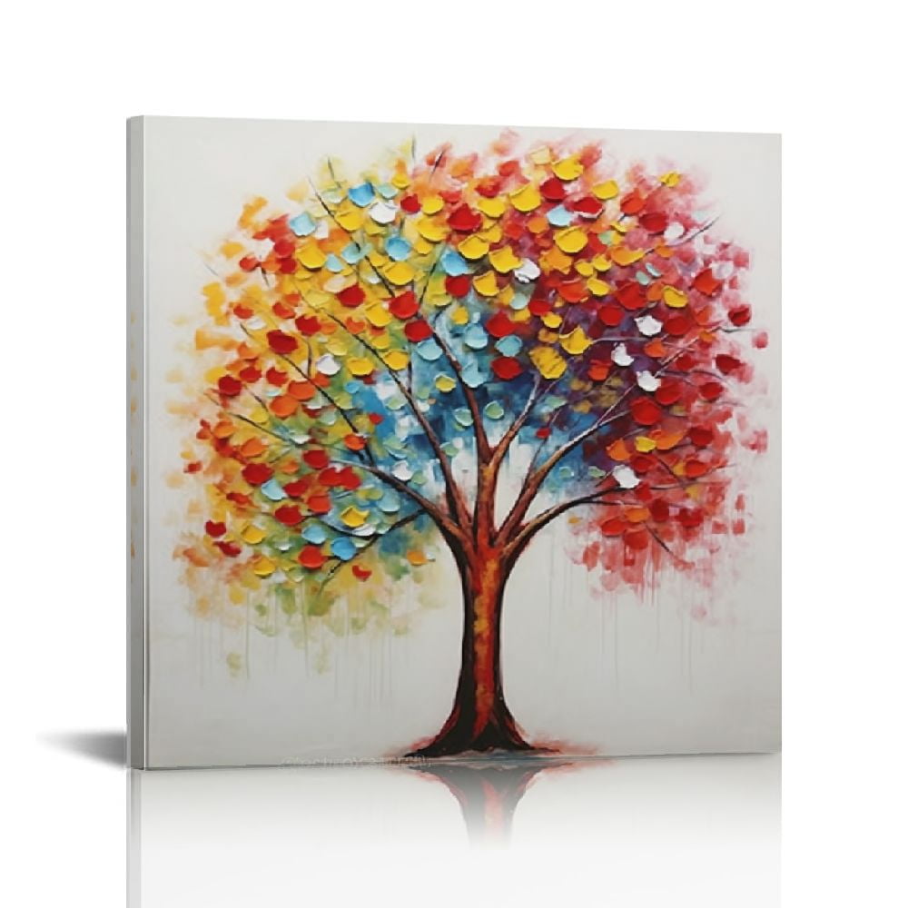 JEUXUS Colorful Lucky Tree Painting Canvas Prints Tree of Life Wall Art ...
