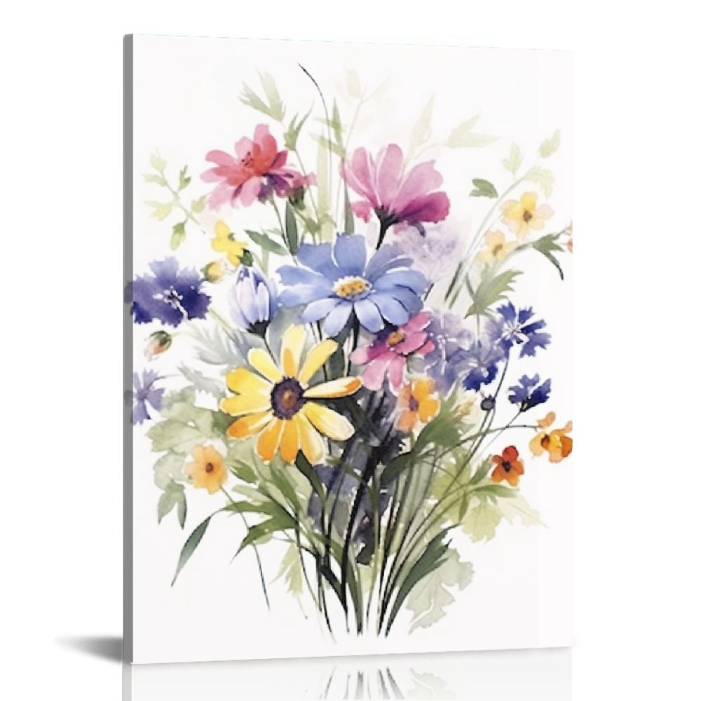 JEUXUS Colorful Wildflower Art Prints,Wildflower Bouquets Wall Art ...