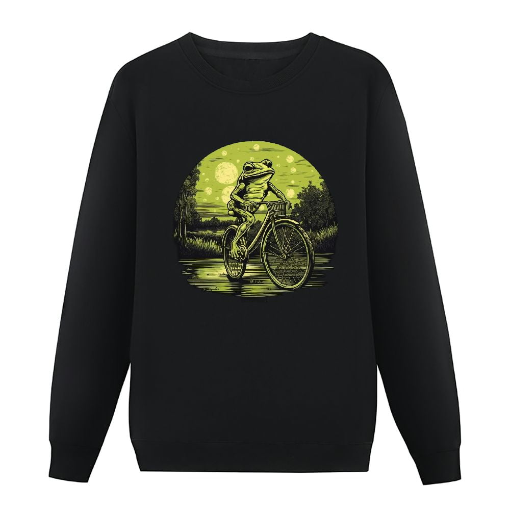JEUXUS Cottagecore Frog Riding Bicycle, Bicycle Frog Lover Pullover ...