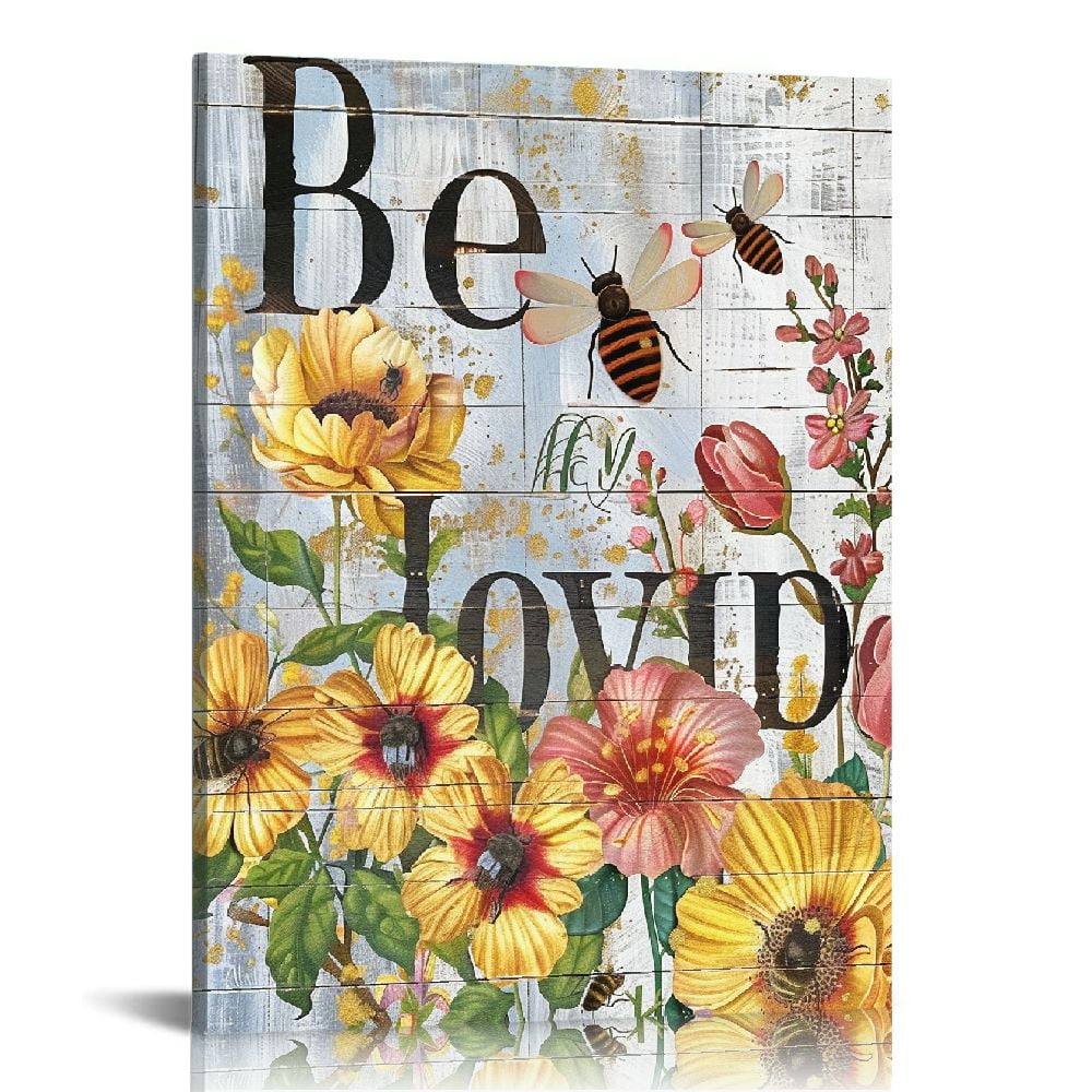 JEUXUS Country Farmhouse Spring Flowers Canvas Print Wall Art Decor ...