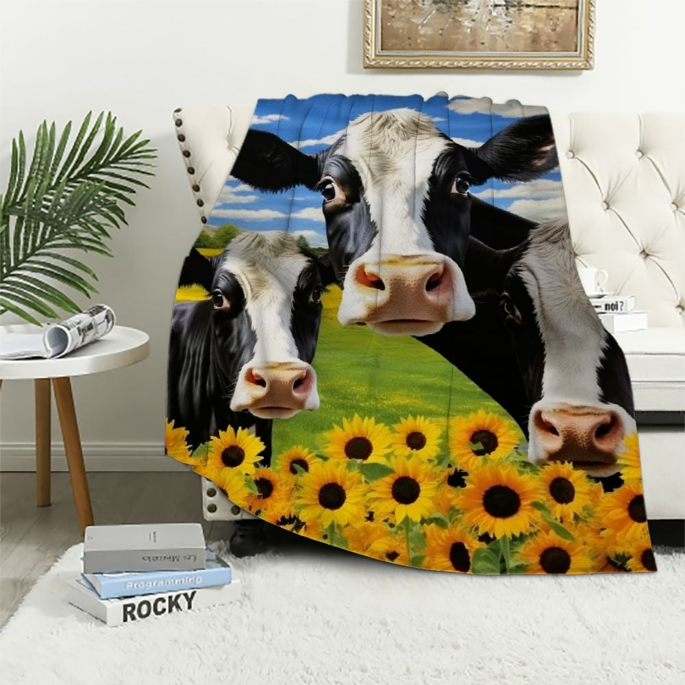 JEUXUS Cow Blanket Cows Gifts for Women Cow Print Blanket for Girl ...