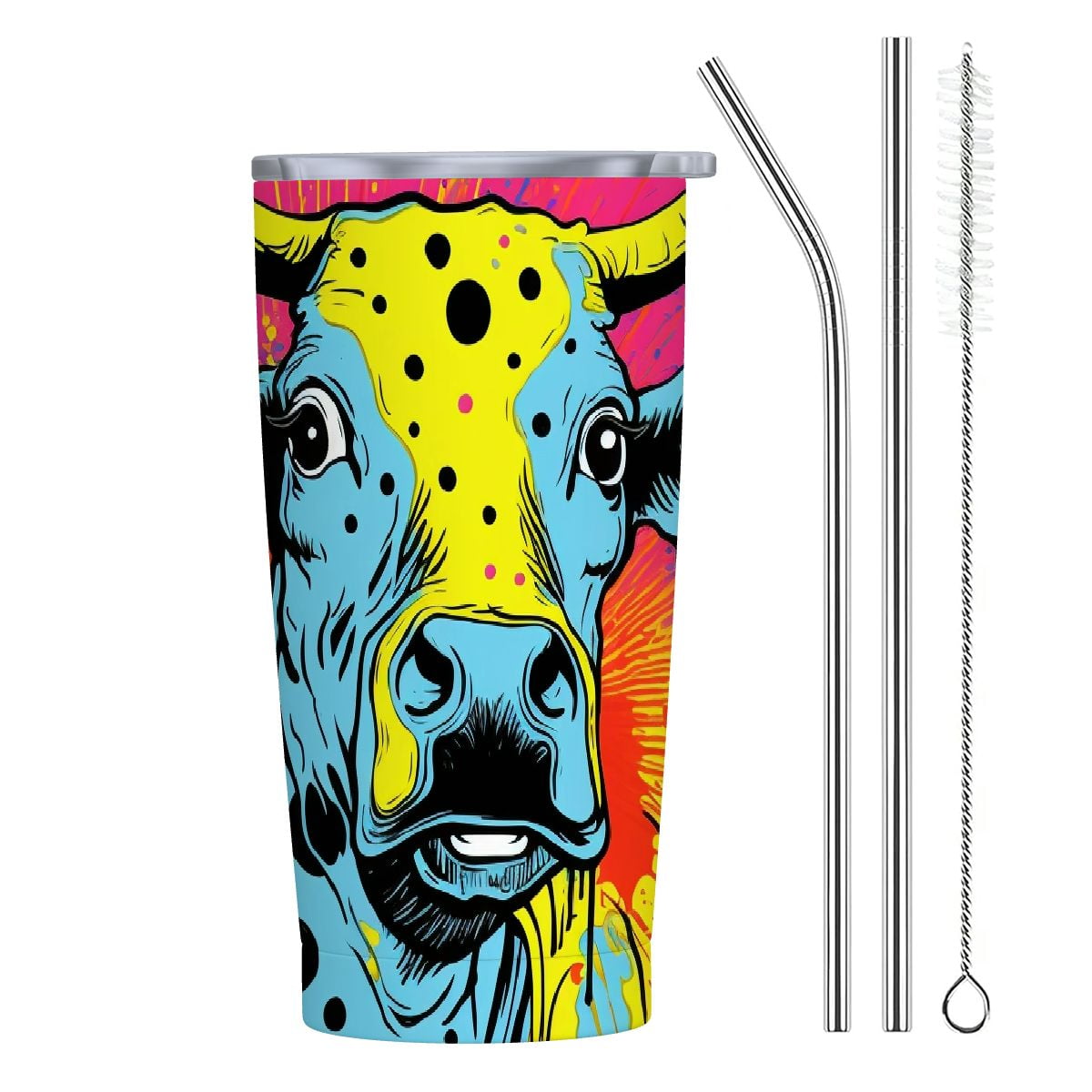 JEUXUS Cow Print Insulated Tumbler Cup Cute Stainless Steel 20 Oz Farm ...