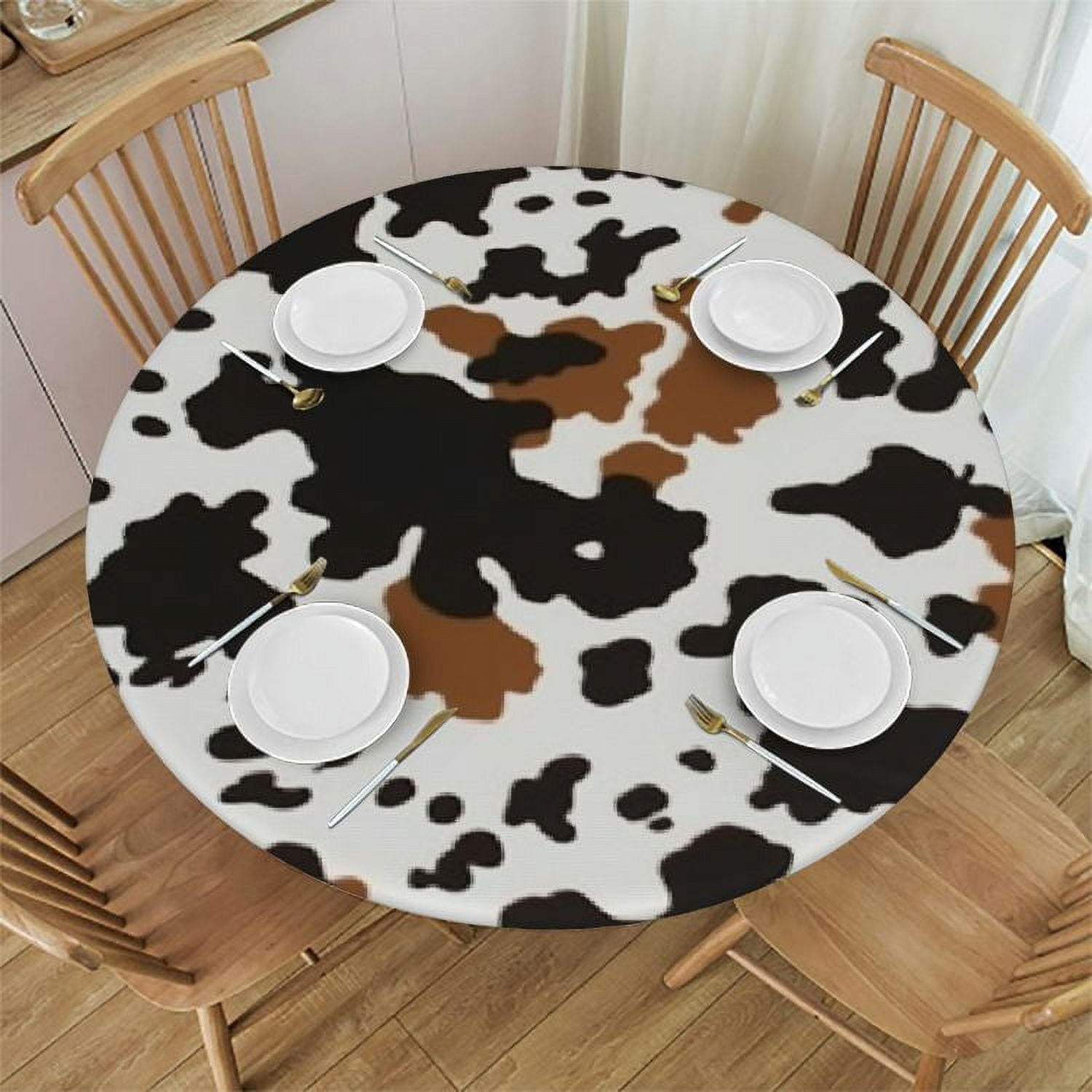 JEUXUS Cow Print Tablecloth Farm Animal Table Cover Round Party ...