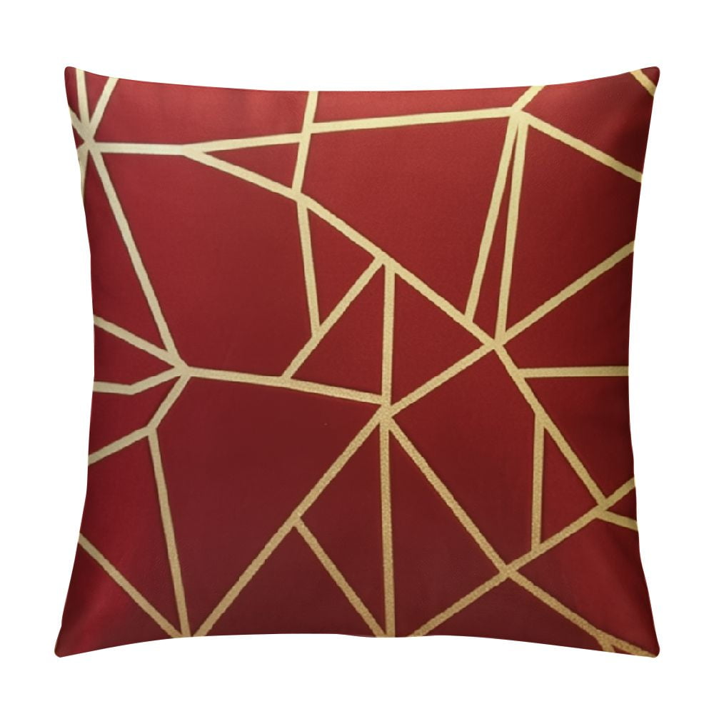 RUIYC Cushion Cases Decorative Gold Foil Geometric Pattern Throw Pillow ...
