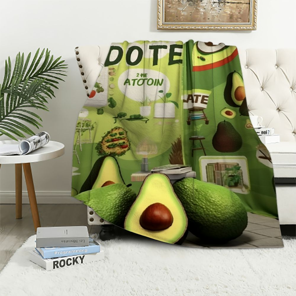 JEUXUS Cute Avocado Throw Blanket, Plush Sherpa Blanket Throws for ...