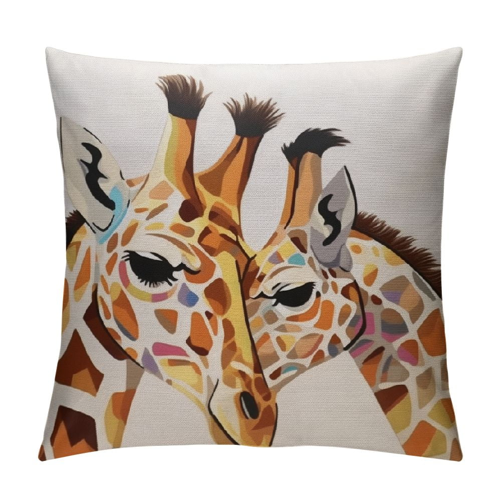 JEUXUS Cute Baby Giraffe with His Giraffe Mom Outdoor Pillow Cases ...