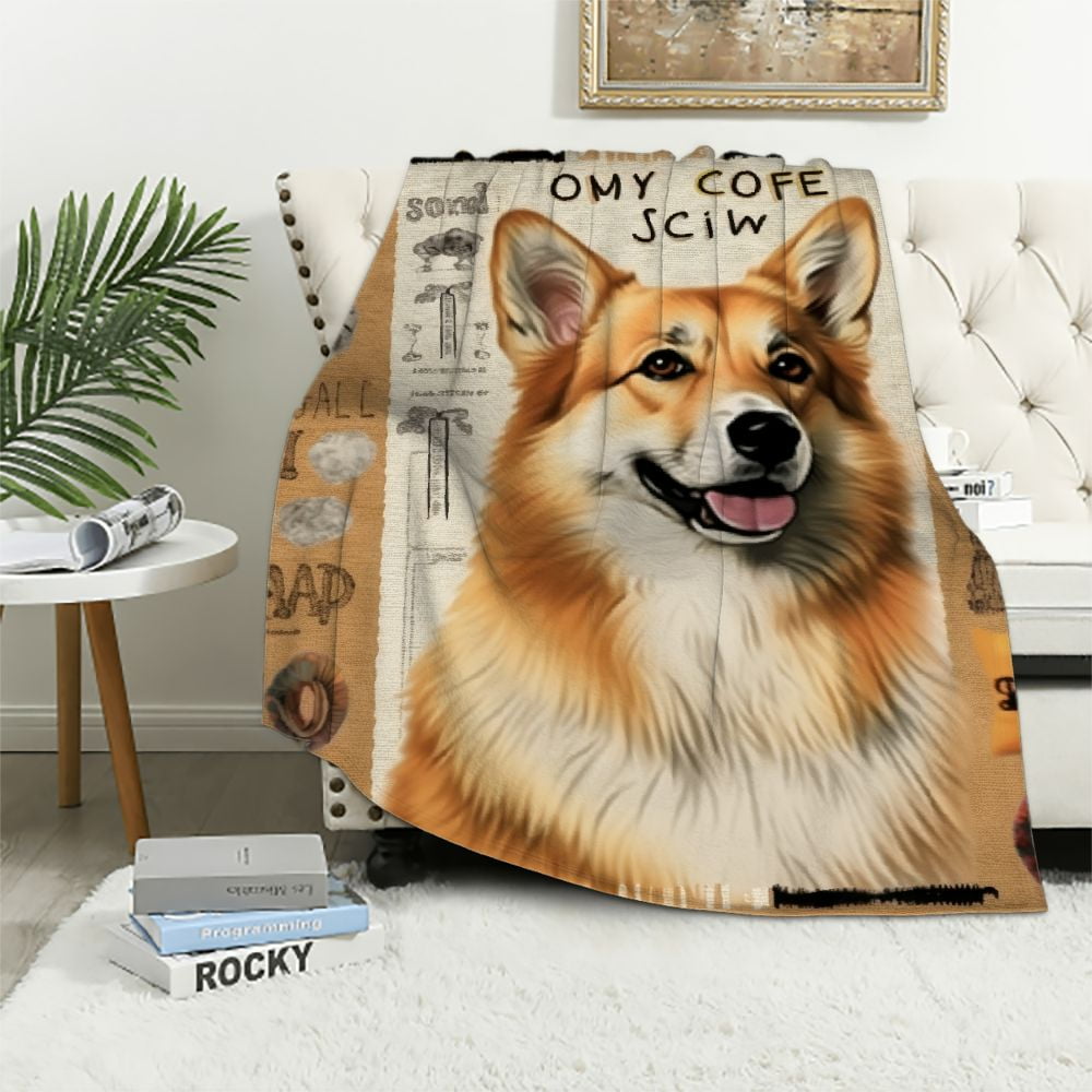 JEUXUS Cute Corgi Blanket for Kids Adults Cartoon Corgi Dog Pattern ...