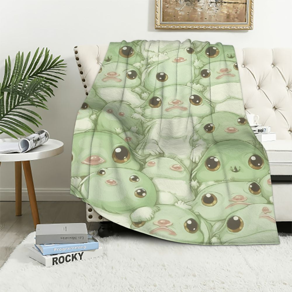 RUIYC Cute Frog Print Blanket for Frogs Lovers Flannel Throw Blankets ...