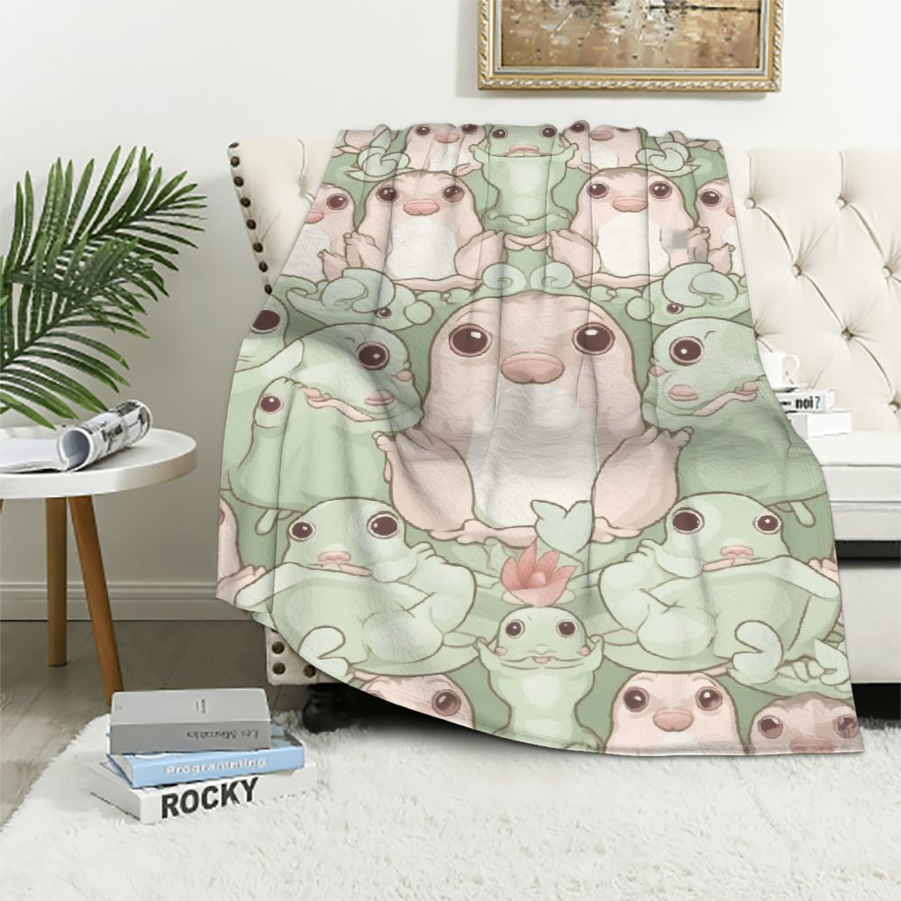 JEUXUS Cute Frog Print Blanket for Frogs Lovers Flannel Throw Blankets ...